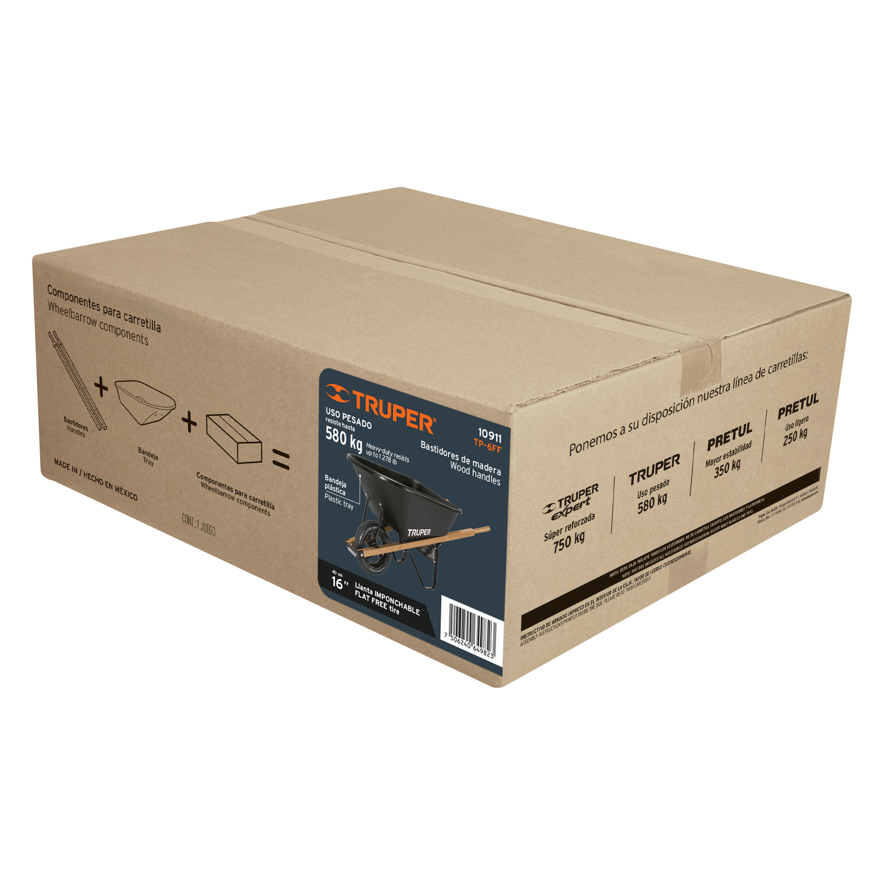 Carretilla Truper tolva plástica 6 pies llanta antipinchazo - caliconstruir.co